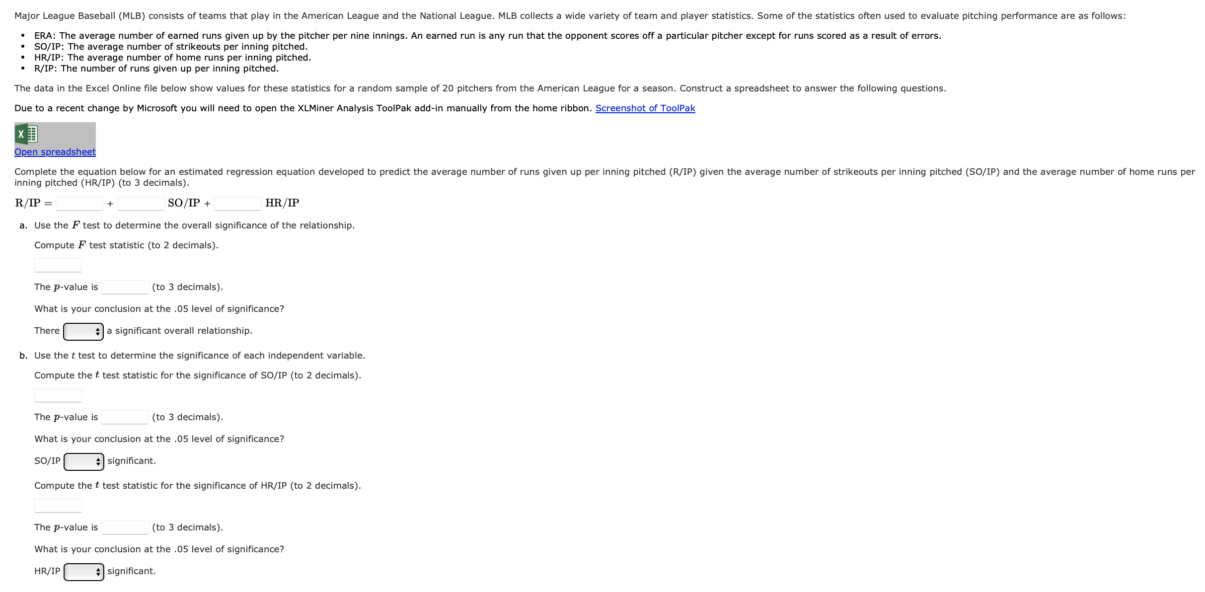 Solved - SO/IP: The average number of strikeouts per inning | Chegg.com
