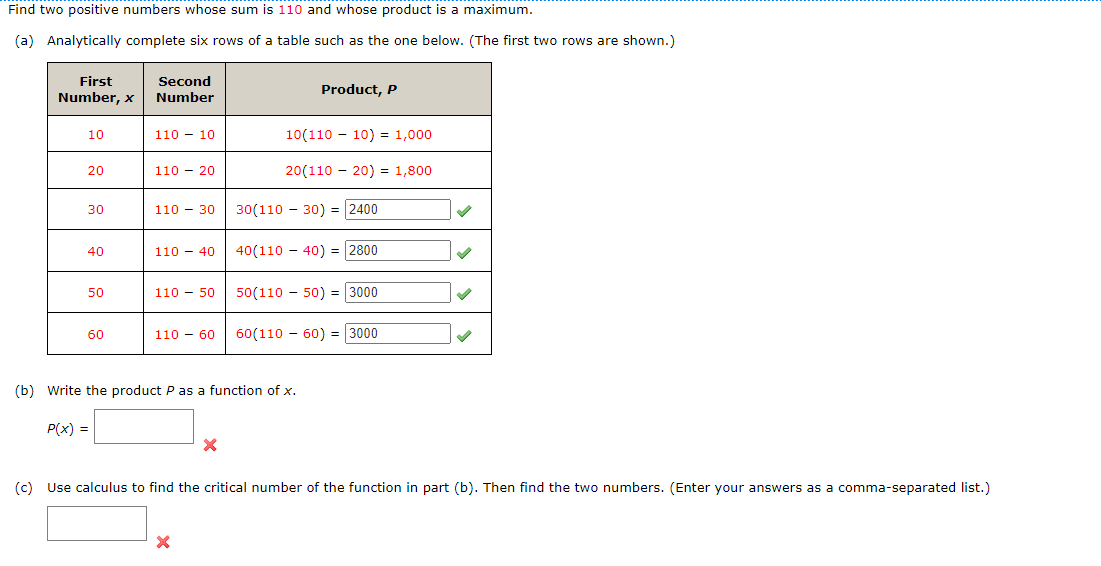 Solved Find two positive numbers whose sum is 110 and whose | Chegg.com