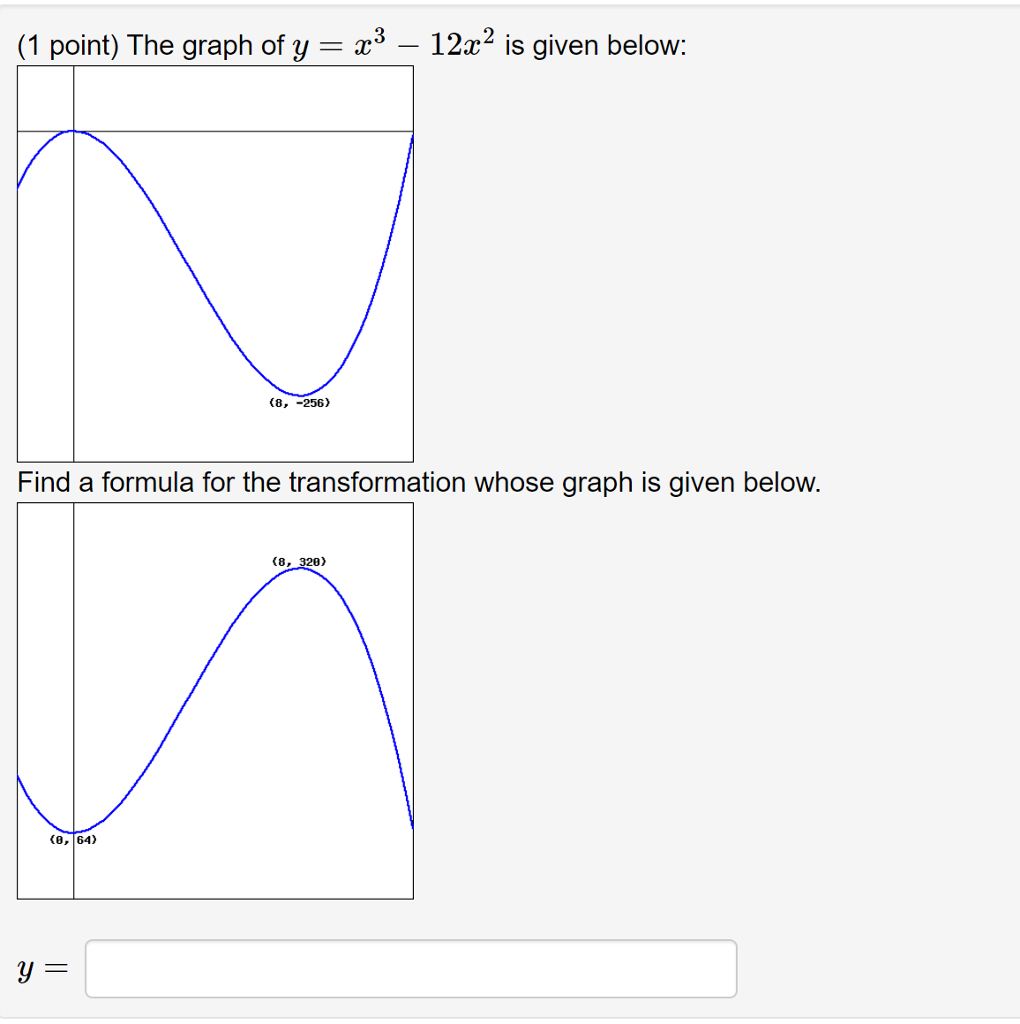Solved (1 point) The graph of y-a3 - 12x2 is given below: 山 | Chegg.com
