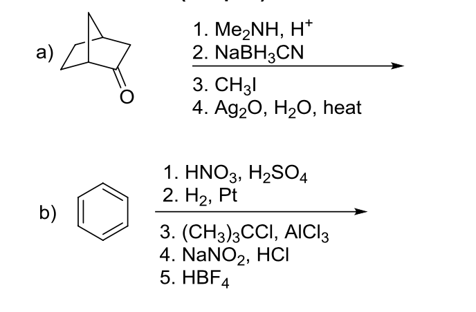 Solved 1. Me NH, H+ 2. NaBH3CN 3. CH31 4. Ag20, H20, heat 1. | Chegg.com