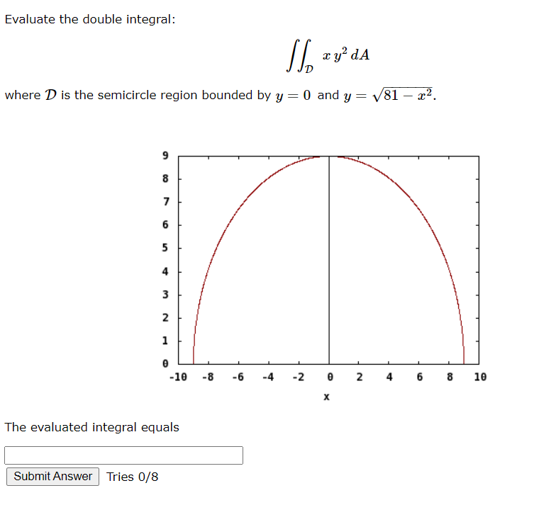 Solved Evaluate the double integral: ∬Dxy2dA where D is the | Chegg.com