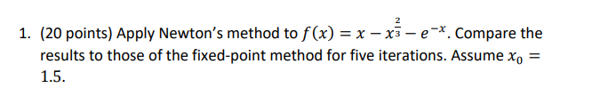 Solved 1. (20 points) Apply Newton's method to | Chegg.com