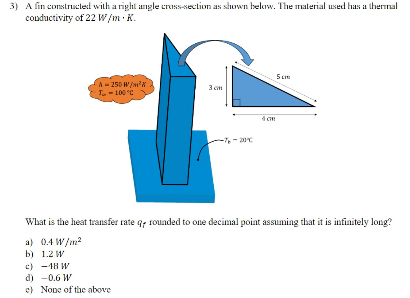 Solved 3) A fin constructed with a right angle cross-section | Chegg.com