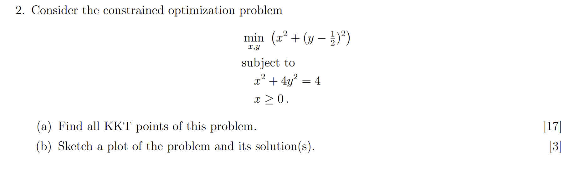 Solved 2. Consider the constrained optimization problem min | Chegg.com