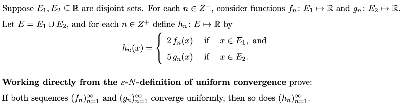 Solved Suppose E1, E2 C R are disjoint sets. For each nezt, | Chegg.com