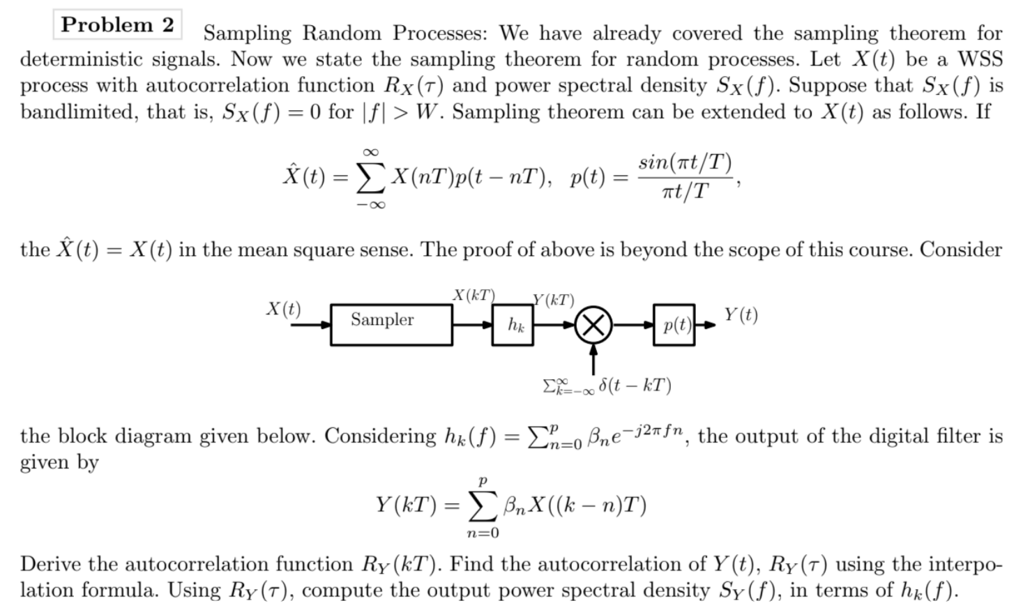 Solved Sampling Random Processes: We have already covered | Chegg.com