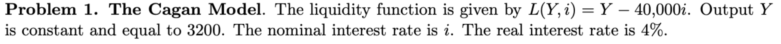 Solved = Problem 1. The Cagan Model. The liquidity function | Chegg.com