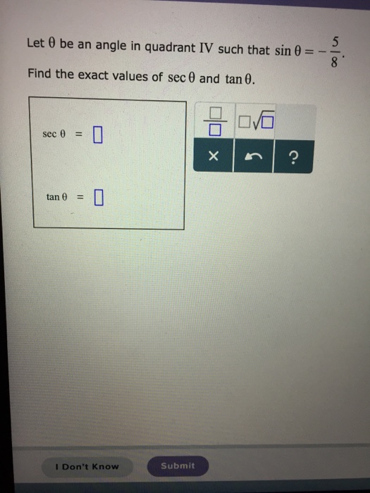 Solved Let θ be an angle in quadrant IV such that sin θ Find | Chegg.com