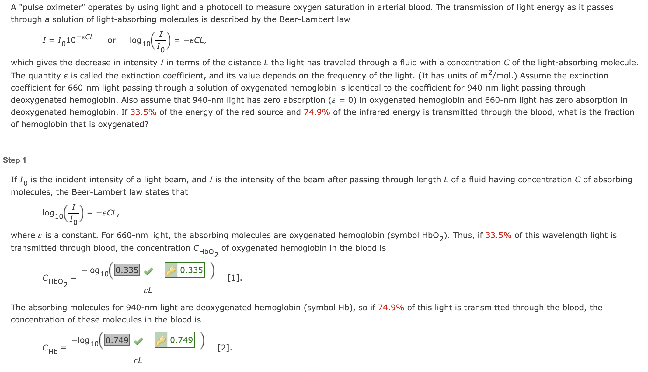 Solved A "pulse oximeter" operates by using light and a | Chegg.com