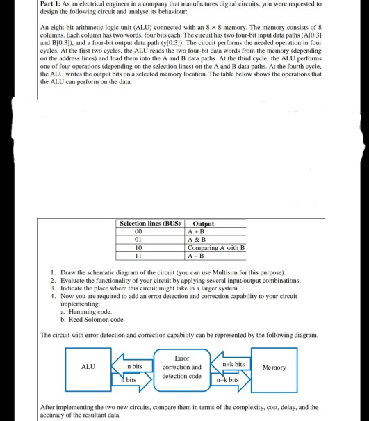 Part 1: As an electrical engineer in a company that | Chegg.com
