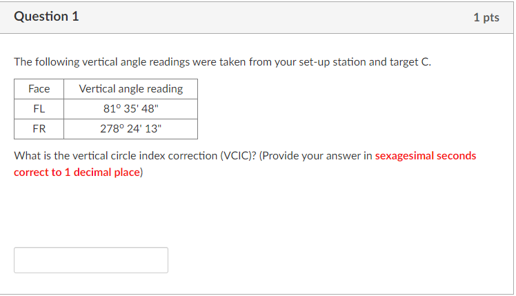 Solved The following vertical angle readings were taken from | Chegg.com