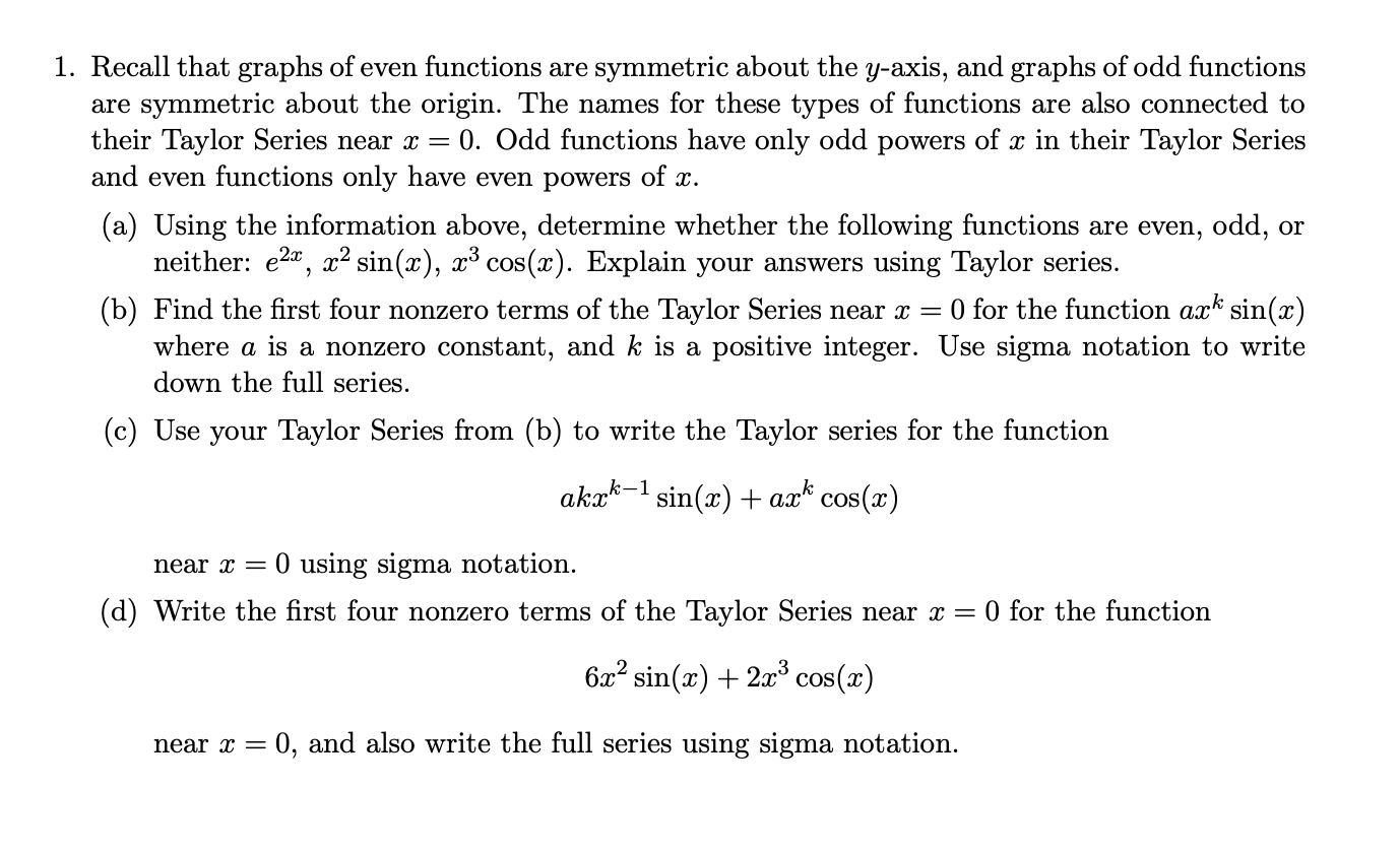 Solved 1. Recall that graphs of even functions are symmetric | Chegg.com