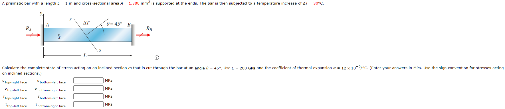 Solved A prismatic bar with a length L = 1 m and | Chegg.com