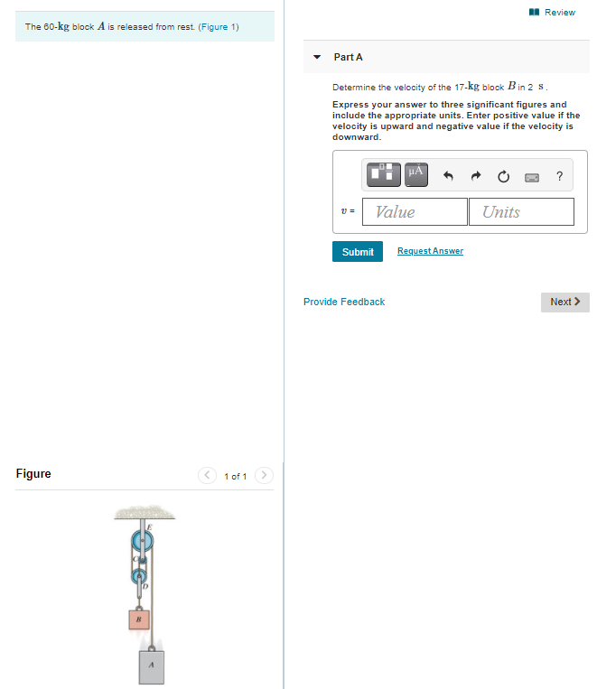 Solved Review The 60-kg block A is released from rest. | Chegg.com