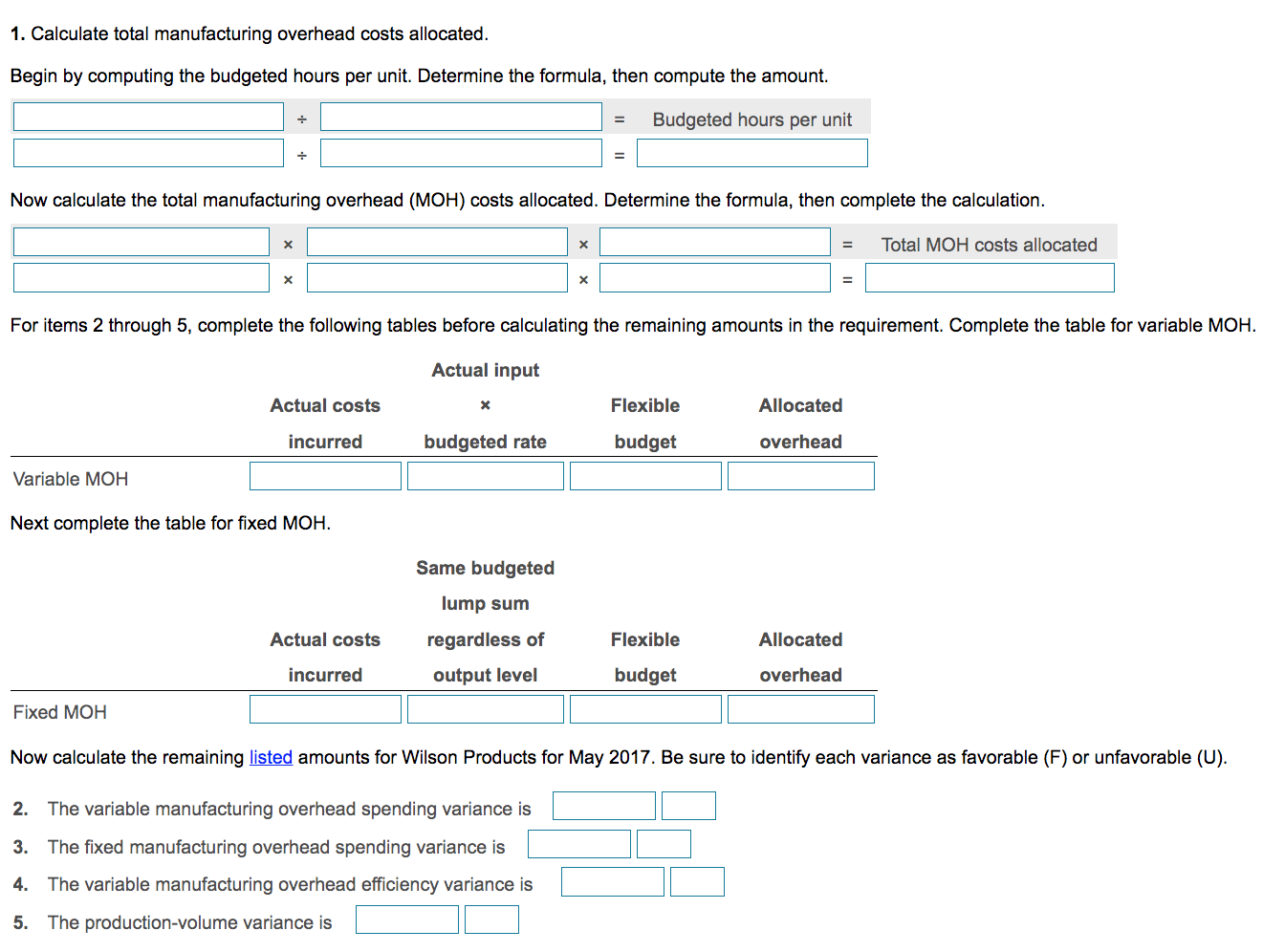 Solved 1. Calculate total manufacturing overhead costs | Chegg.com
