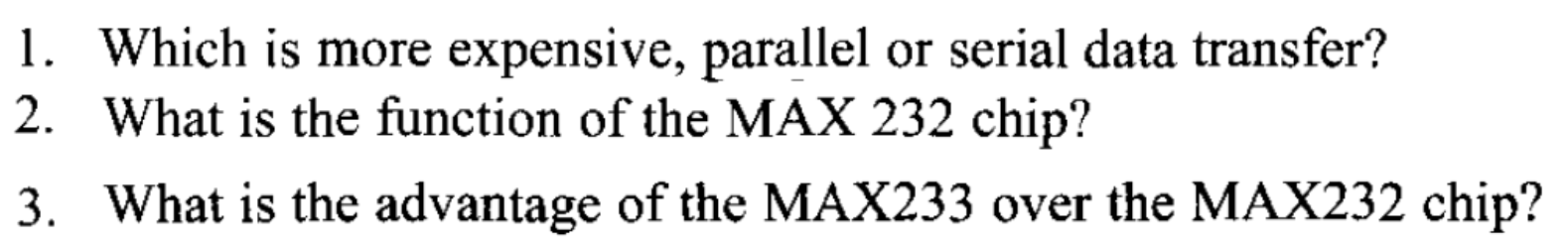 Solved 1. Which is more expensive, parallel or serial data | Chegg.com