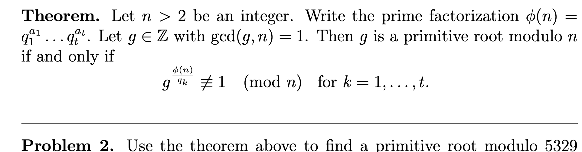 Solved = = Theorem. Let n > 2 be an integer. Write the prime | Chegg.com