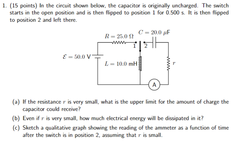 Solved 1. (15 points) In the circuit shown below, the | Chegg.com