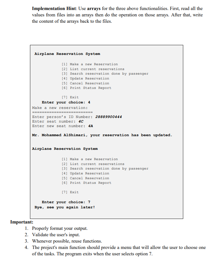 Solved Requirements: Phasel: Within the main function do the | Chegg.com