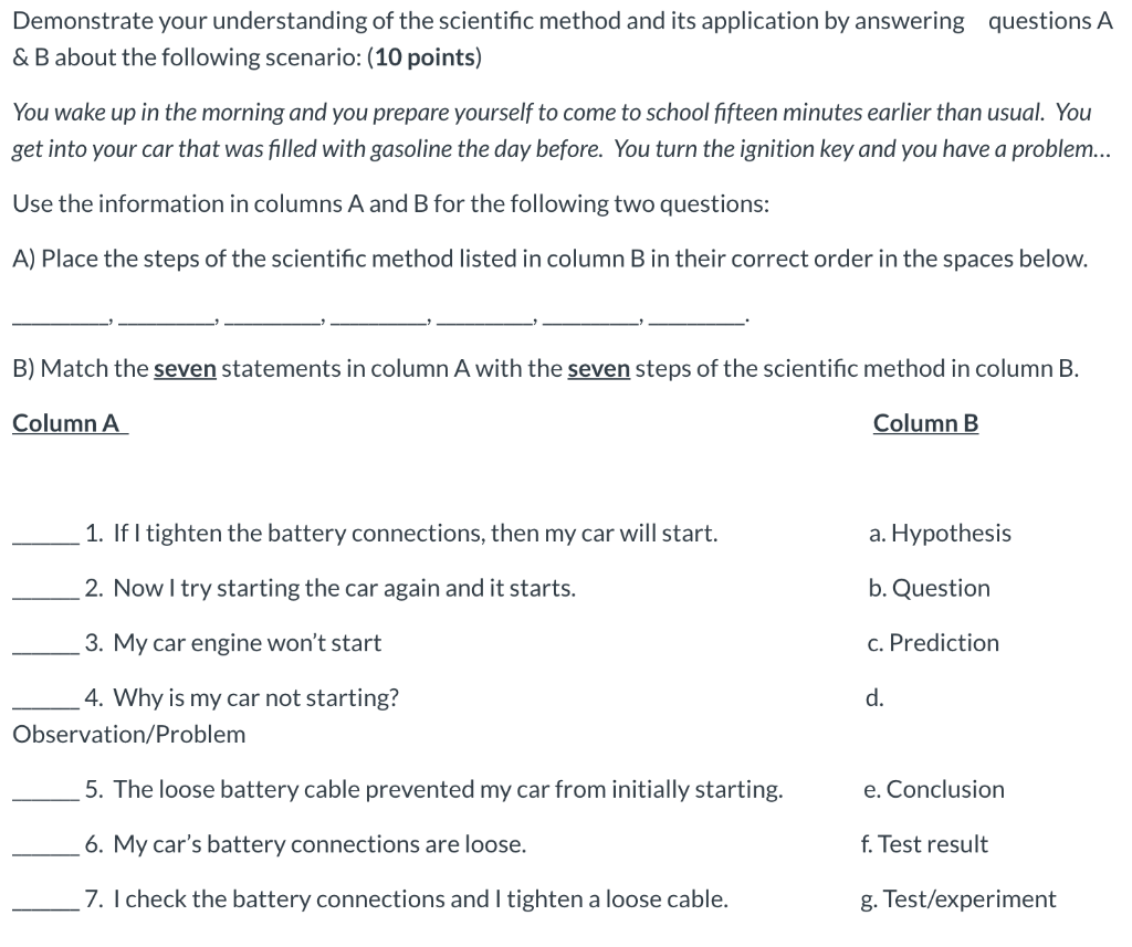 Solved Demonstrate your understanding of the scientific | Chegg.com
