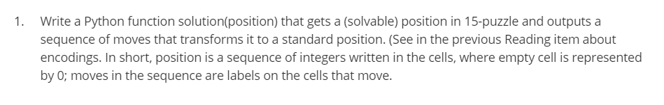 Solved 1. Write a Python function solution(position) that | Chegg.com