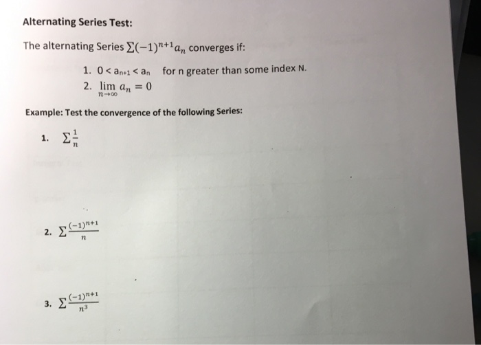 Solved Alternating Series Test: The alternating Series | Chegg.com