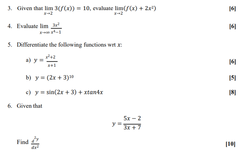 Solved - 3. Given that lim 3(f(x)) = 10, evaluate lim(f(x) + | Chegg.com