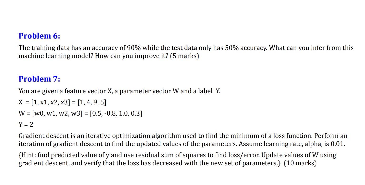 Solved Problem 6: The training data has an accuracy of 90% | Chegg.com