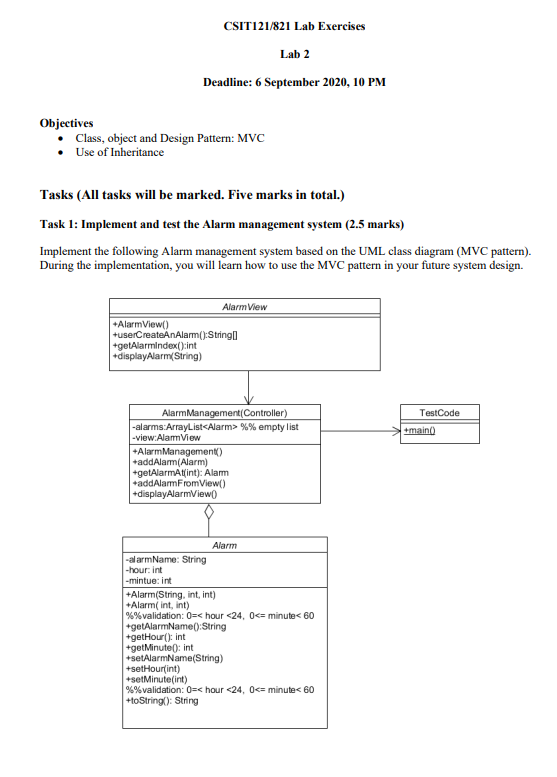 CSIT121/821 Lab Exercises Lab 2 Deadline: 6 September | Chegg.com