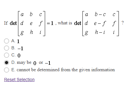 Solved [a b c] a b c cl If det d e f = 1, what is det d e f | Chegg.com