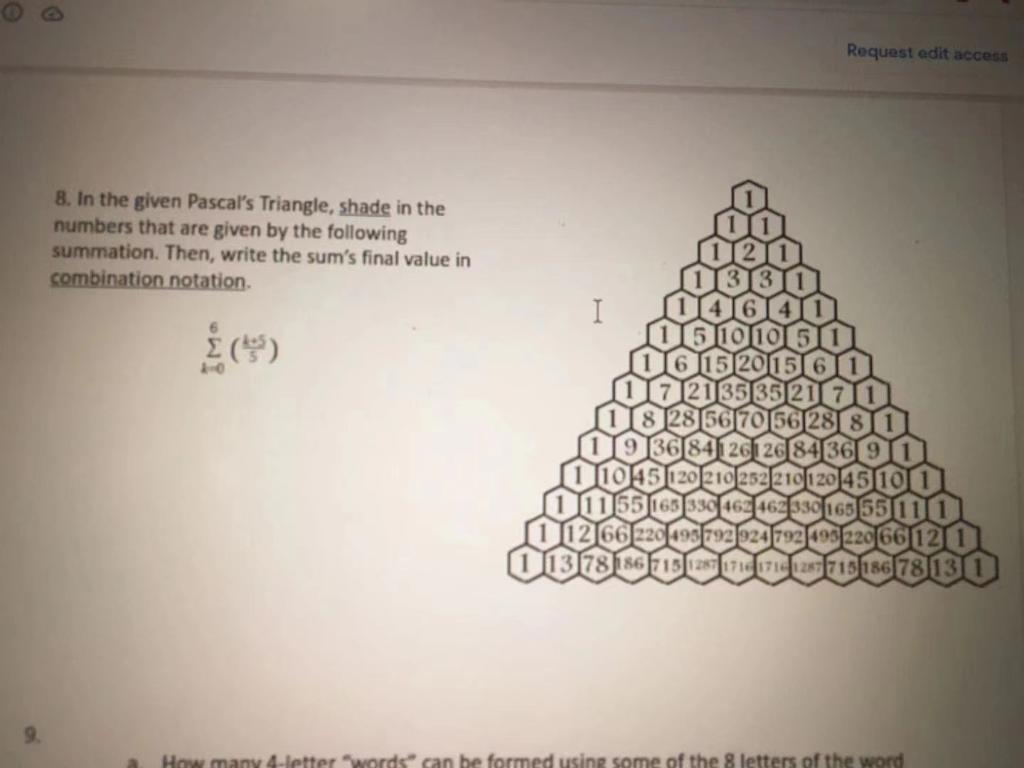 Solved Request edit access 8. In the given Pascal's | Chegg.com