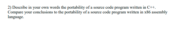 Solved 2) Describe in your own words the portability of a | Chegg.com