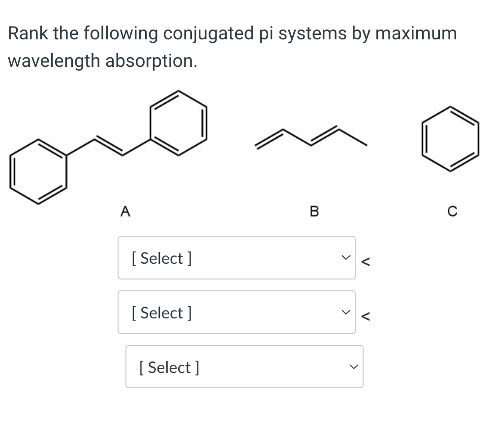 Solved Rank the following conjugated pi systems by maximum | Chegg.com