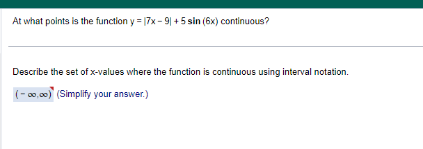 Solved At what points is the function y=∣7x−9∣+5sin(6x) | Chegg.com