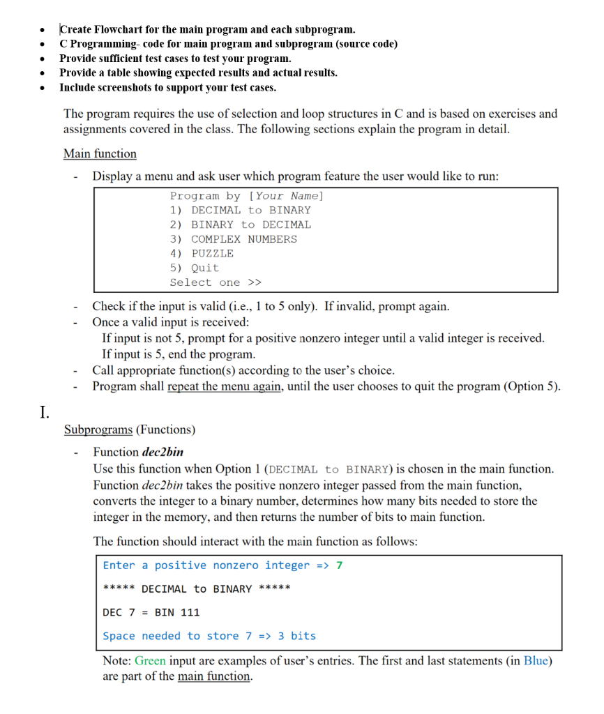 Solved . Create Flowchart for the main program and each | Chegg.com