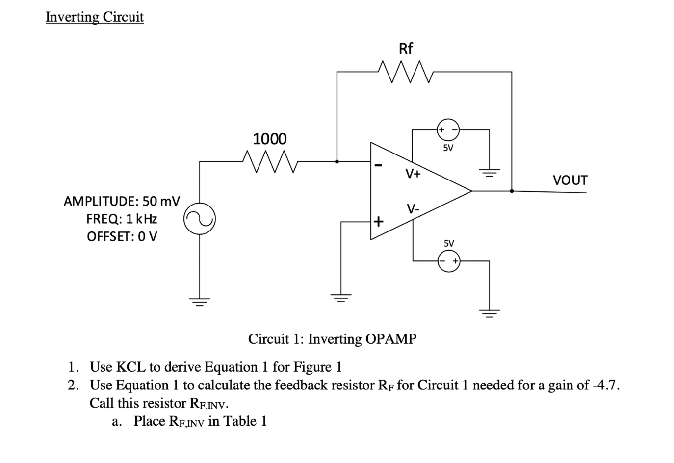 Solved Circuit 2: Non-inverting OPAMP 1. Use KCL to derive | Chegg.com