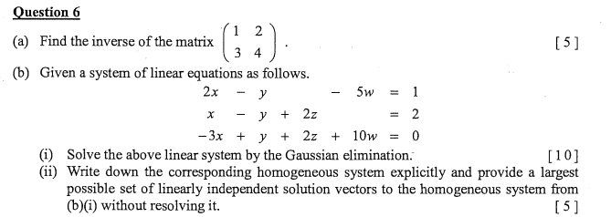 Solved Question 6 1 2 (a) Find the inverse of the matrix [5] | Chegg.com
