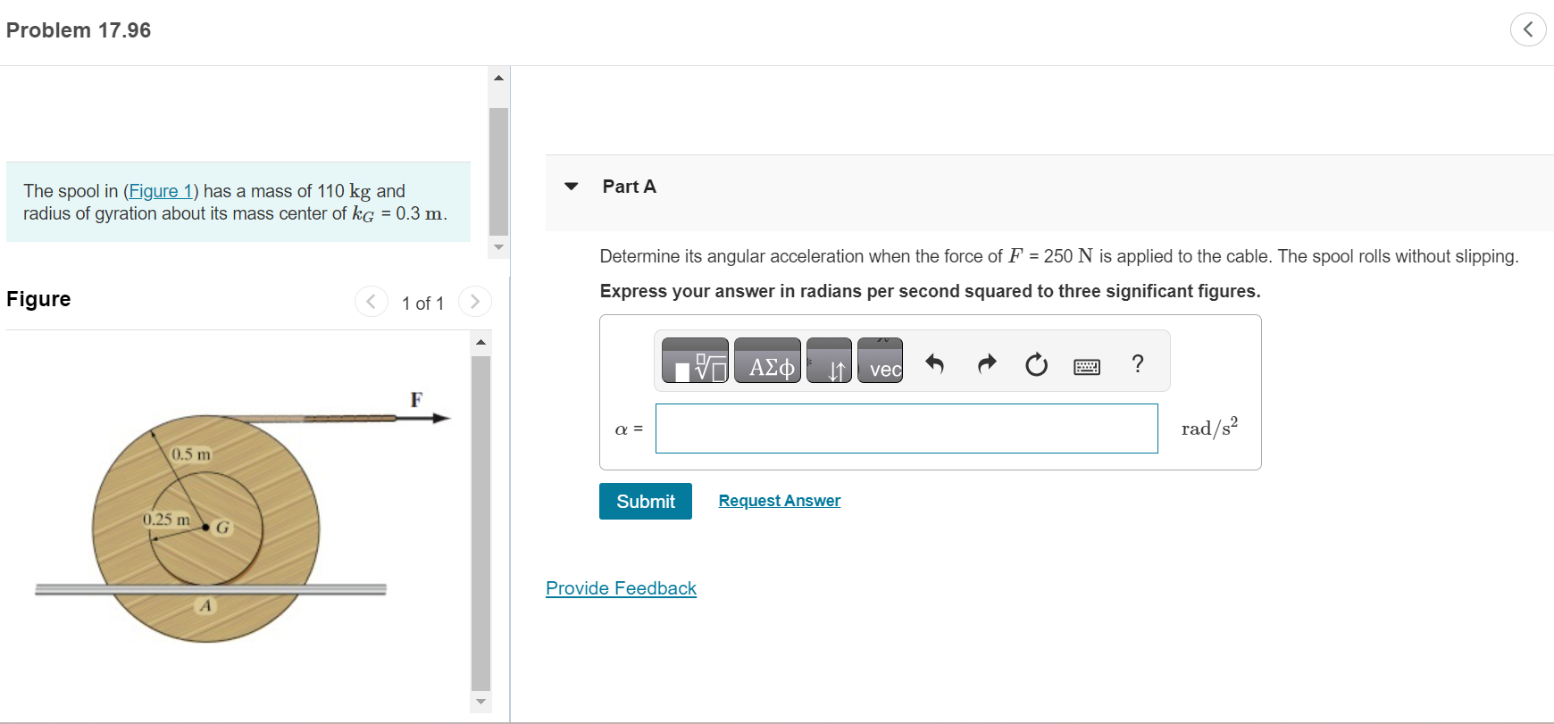 Solved Problem 17.96The spool in (Figure 1) ﻿has a mass of | Chegg.com