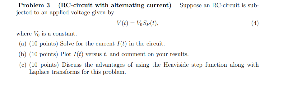 Solved Problem 3 (RC-circuit with alternating current) | Chegg.com