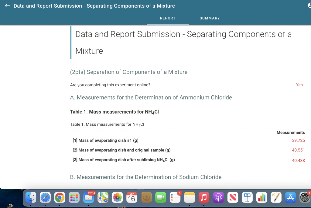 Solved B. Measurements for the Determination of Sodium | Chegg.com