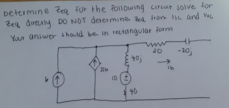 Solved Determine Zeq for the following circuit solve for Zeq | Chegg.com