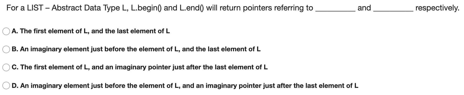 Solved For a LIST – Abstract Data Type L, L.begin() and | Chegg.com