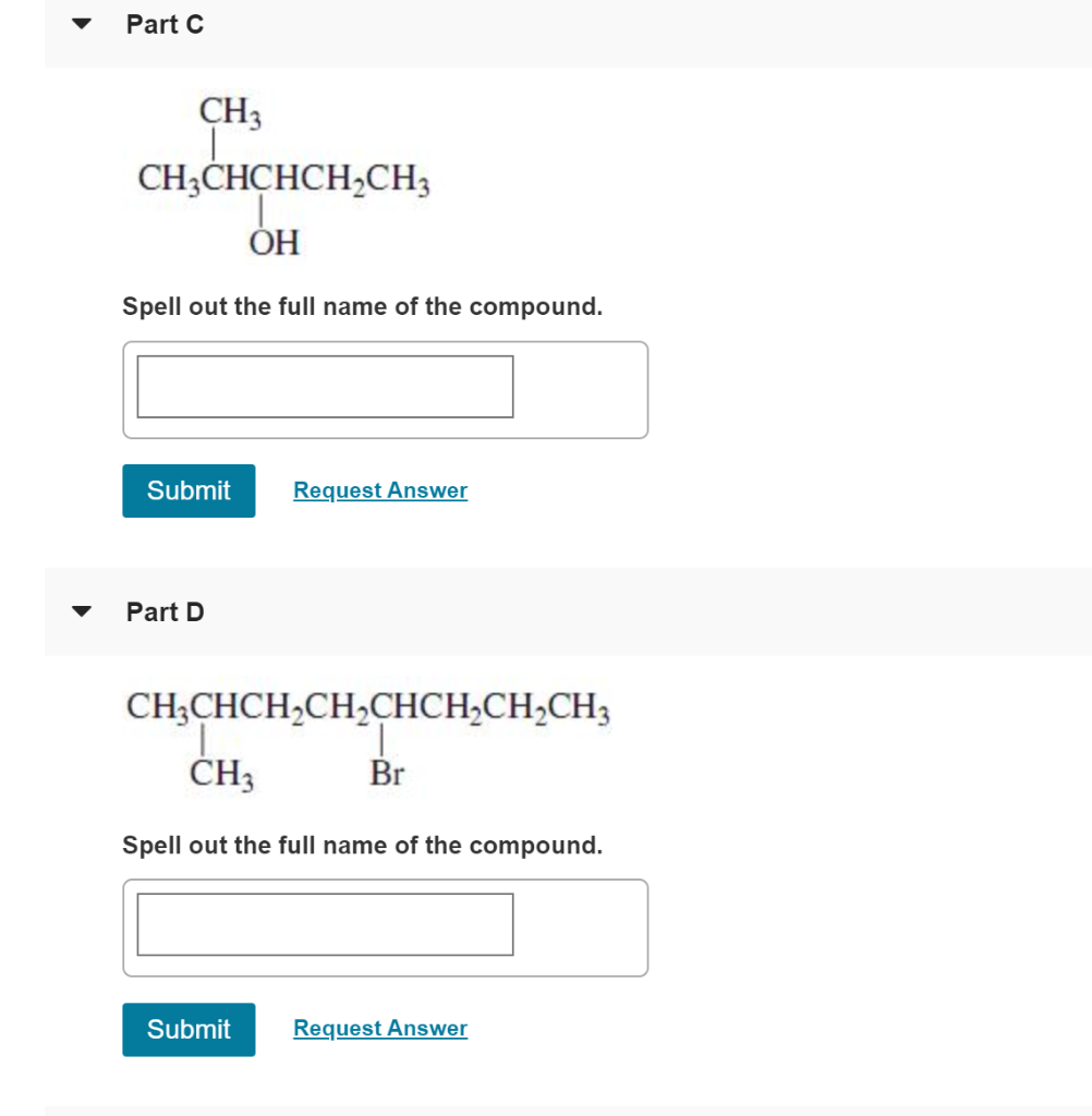 Solved Part A CH3CHCH CHCH.CH CH; OH Spell out the full name | Chegg.com