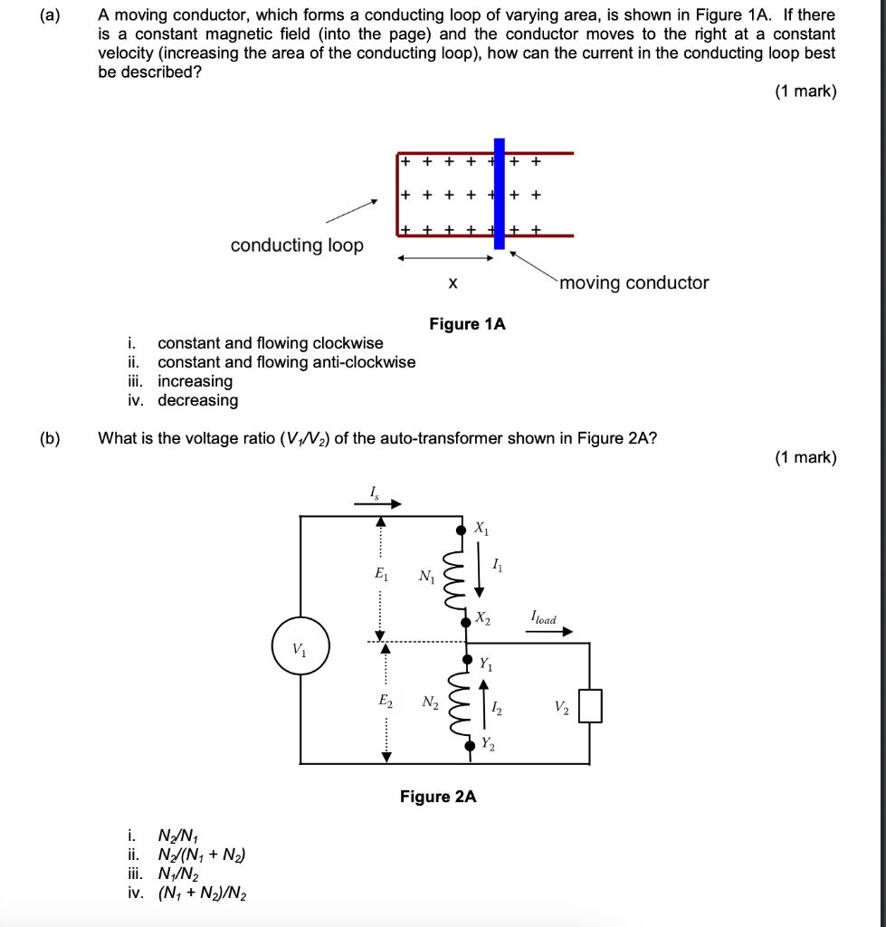 Solved (a) A moving conductor, which forms a conducting loop | Chegg.com