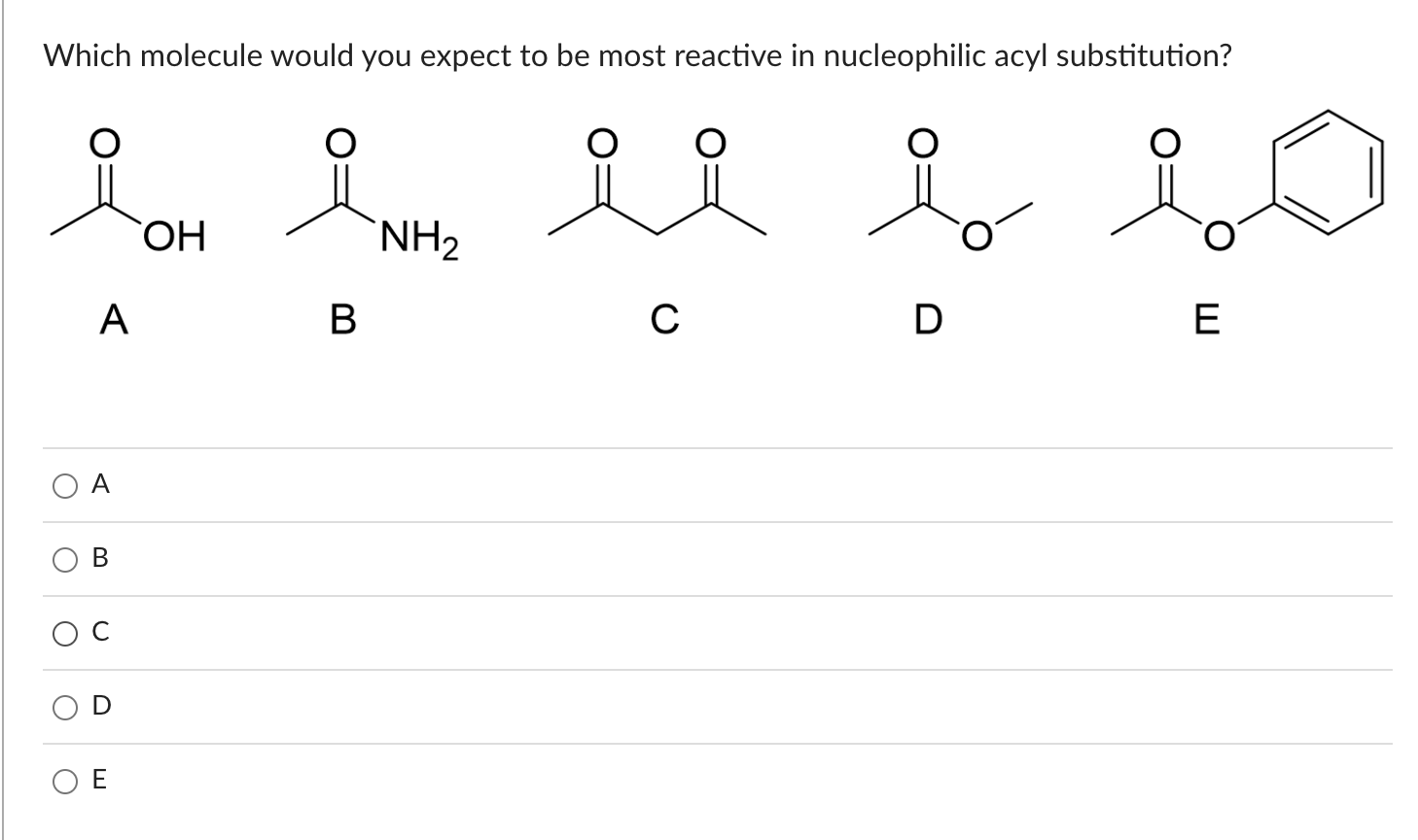Solved Which molecule would you expect to be most reactive | Chegg.com
