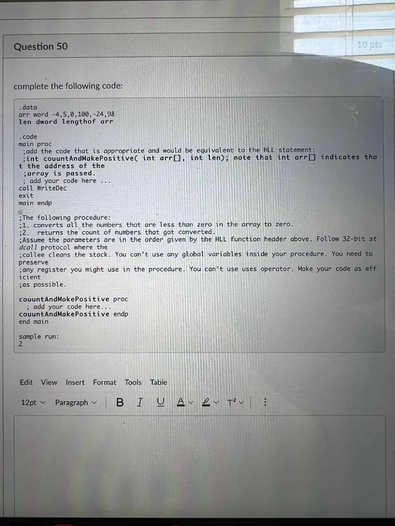 Solved complete the following code: - data arr word | Chegg.com