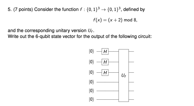 Solved 5. (7 points) Consider the function f:{0,1}3→{0,1}3, | Chegg.com