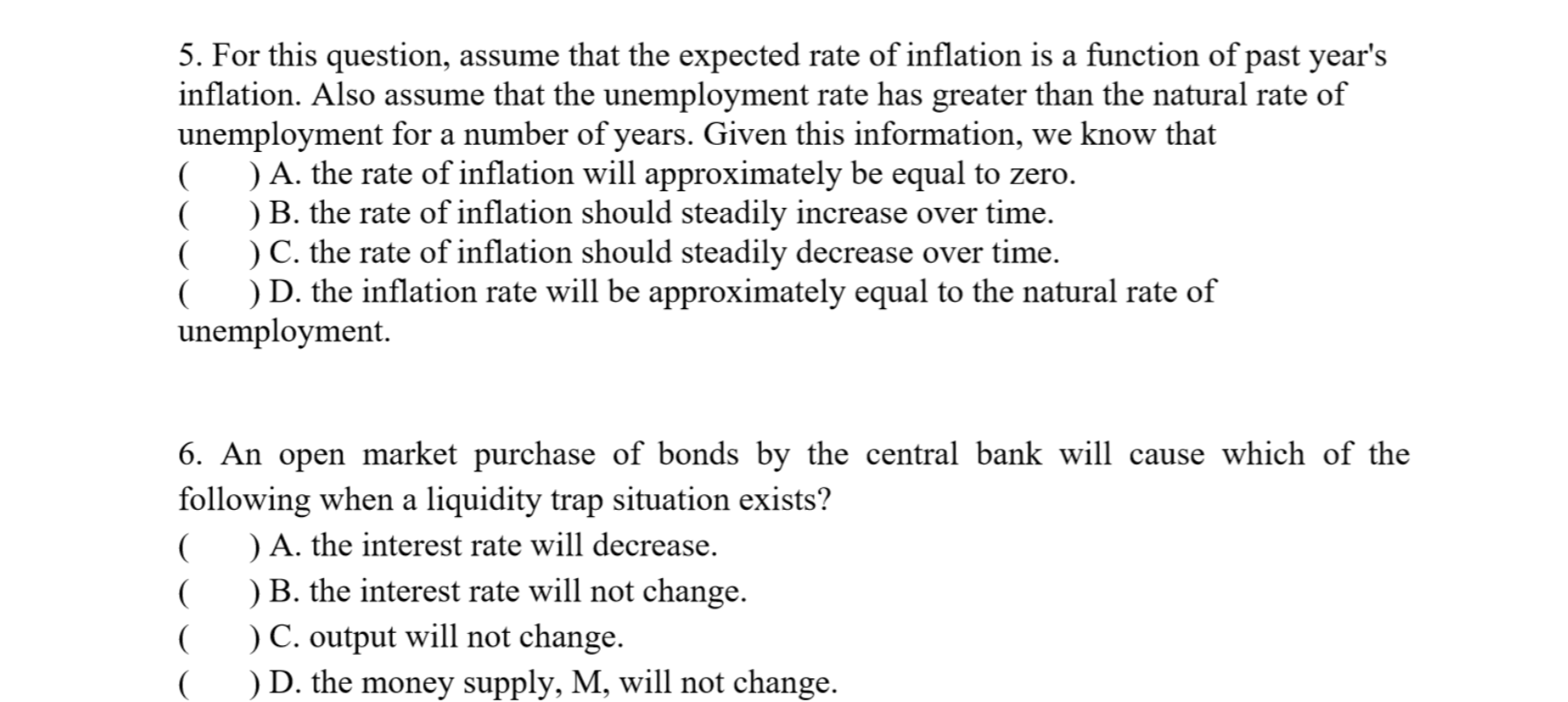 Solved 5. For this question, assume that the expected rate | Chegg.com