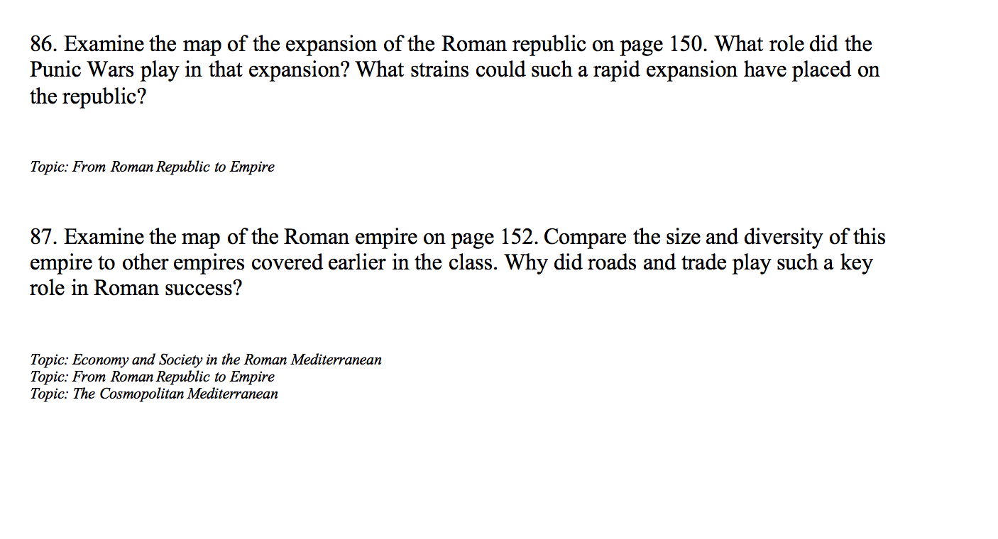 Solved 86. Examine the map of the expansion of the Roman | Chegg.com