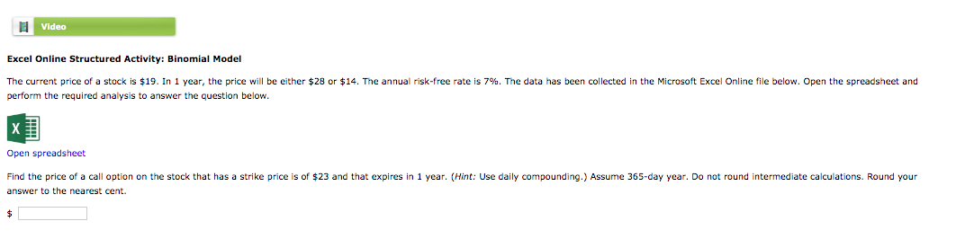 Video Excel Online Structured Activity: Binomial | Chegg.com